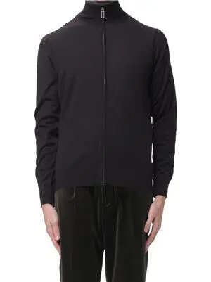 PAOLO PECORA Zip-up Sweater With Stand Collar - Brown