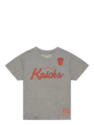 Mitchell & Ness New York Knicks Vintage Wordmark Boxy T-shirt - Heather Gray