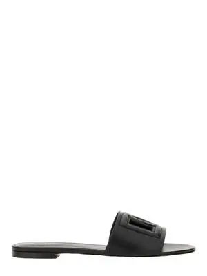 Dolce & Gabbana Sandalo Slide With Logo - Black