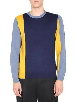 JW Anderson Crew Neck Color Block Sweater - Blue