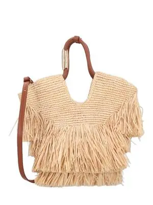 Zimmermann Goldentime Small Raffia Tote With Fringe - Cream