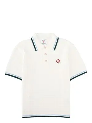 Casablanca Polo Bouclé Con Logo - White