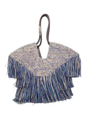 Zimmermann Goldentime Medium Tote Bag With Fringe - Blue