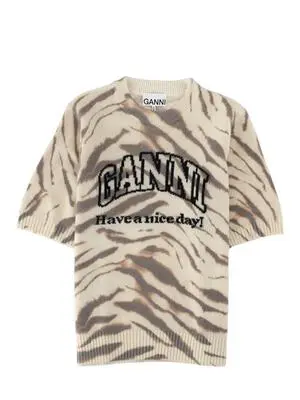 GANNI Slim Fit All-over Print Knit - Multicolor