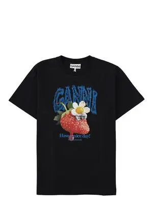 GANNI Strawberry Graphic T-shirt - Black