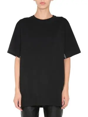 Stella McCartney Round Neck T-shirt With Side Band Detail - Black