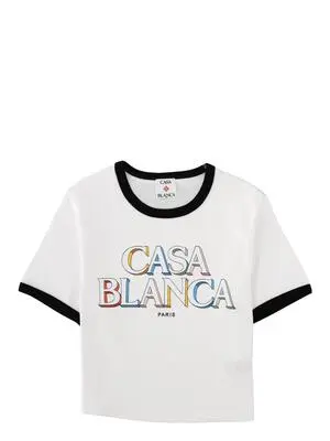 Casablanca Stacked Logo Cropped T-shirt - White
