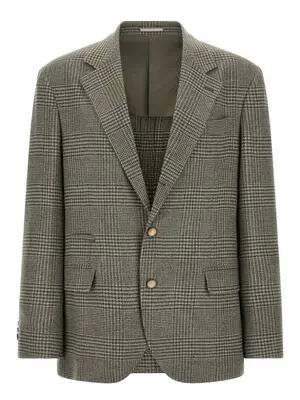 Brunello Cucinelli Prince Of Wales Blazer - Green
