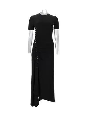 Rabanne Draped Jersey Long Dress - Black