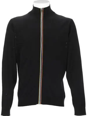 Paul Smith Merino Wool Zip Cardigan - Black