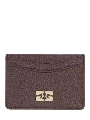 GANNI Textured Card Holder - Brown