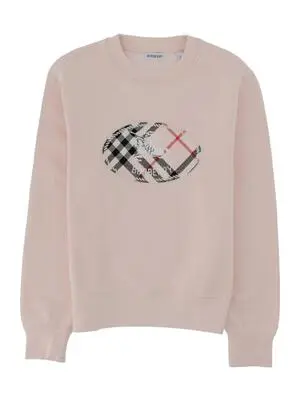 Burberry Caroline Sweatshirt With Check Insert - Pink