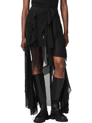 ALLSAINTS Melody Layered Ruffle Midi Skirt - Black