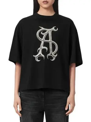 ALLSAINTS Reflex Amelie Logo Graphic T-shirt - Black