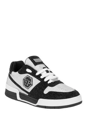 Philipp Plein P-force 78 Strass Embellished Low-top Sneakers - White/black