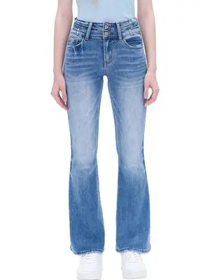BAYEAS High Waist Flare Jeans - Medium Blue