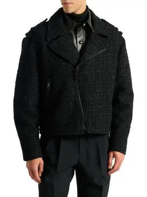 Balmain Tweed Biker Jacket - Black