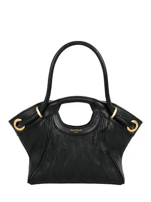 BALMAIN Balmain Small Quilted Lambskin Leather Tote