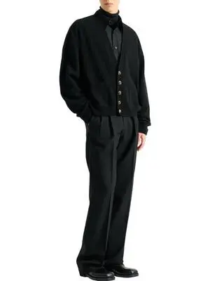 Balmain Eco-cashmere Cardigan With Lion Medallion Buttons - Black