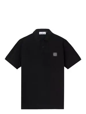 Stone Island Logo-patch Polo Shirt - Black