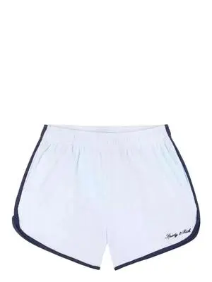 SPORTY & RICH Logo Embroidered Mini Shorts - Blue