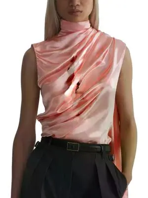 MUGLER Mugler Scarf Satin Sleeveless Top Pink