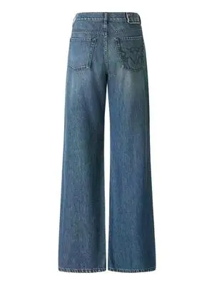 Pinko Lace-trim Wide-leg Jeans - Blue