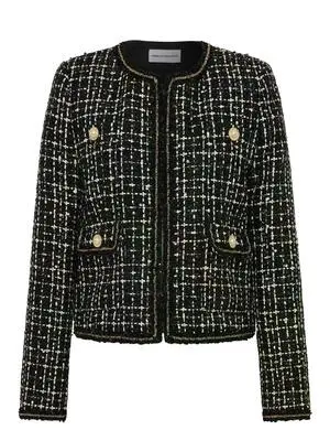 Rebecca Vallance Bouclé Jacket With Sequins And Faux Pearls - Black