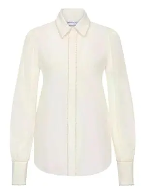 Rebecca Vallance Marietta Silk Shirt With Pearl Trim - Neutrals