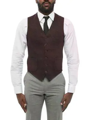 Corneliani V-neck Wool Waistcoat - Red