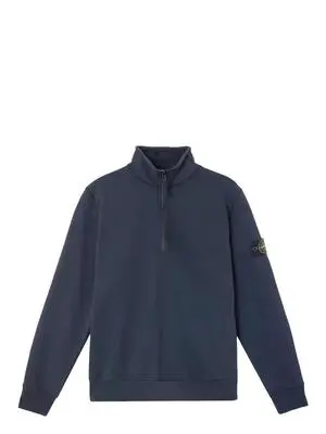 Stone Island Logo Patch Half-zip Sweater - Blue