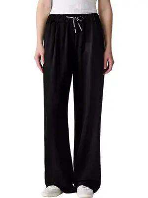 Karl Lagerfeld Logo Drawstring Wide-leg Trousers - Black