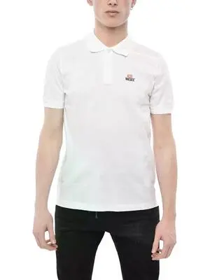 DIESEL® Logo-print Piqué-textured Polo Shirt - White