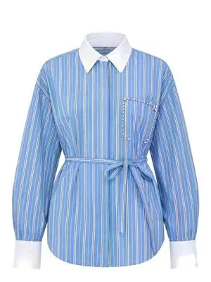 Liu Jo Striped Crystal-embellished Shirt - Blue