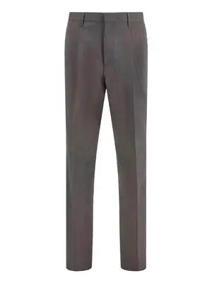 LARDINI Houndstooth Pattern Straight-leg Trousers - Grey