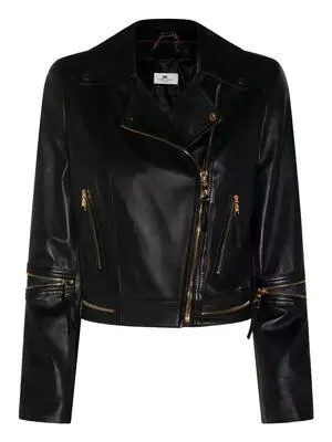 ELISABETTA FRANCHI Elisabetta Franchi Leather Moto Jacket With Zip Details