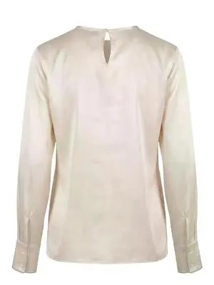 Peserico Long-sleeve Satin Top - Neutrals