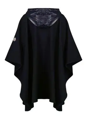 Moncler Navy Hooded Belted Cape - Blue