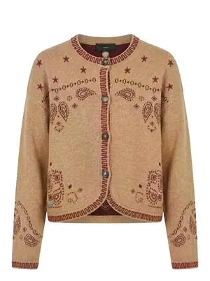 Alanui Bandana Jacquard Paisley-intarsia Wool Cardigan - Neutrals