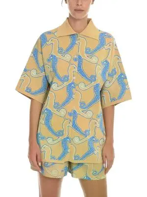 SAMSOE SAMSOE Embroidered Short-sleeve Shirt - Neutrals