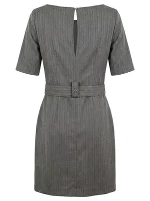Patrizia Pepe Pinstripe Belted Dress - Grey