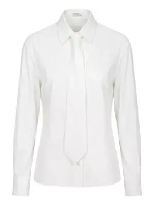Brunello Cucinelli Tie-detail Long-sleeve Shirt - White