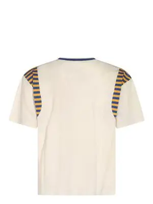 Valentino Garavani Graphic-print Striped-sleeve T-shirt - Neutrals