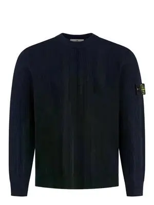 Stone Island Compass Patch Ribbed-knit Sweater - Blue