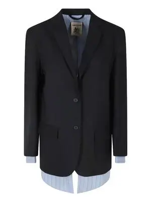 SEMICOUTURE Deana Layered-detail Single-breasted Blazer - Black