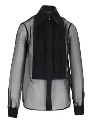 ELISABETTA FRANCHI Elisabetta Franchi Sheer Pleated Bib Shirt