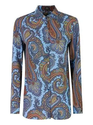 Etro Paisley Print Silk Shirt - Blue