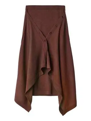 LEMAIRE Lemiare Buttoned Merino Wool Blend Midi Skirt - Brown