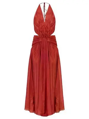 Zimmermann Indra Plunge Neckline Cut-out Maxi Dress - Red