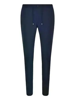 Pal Zileri Navy Drawstring Waist Tapered Trousers - Blue